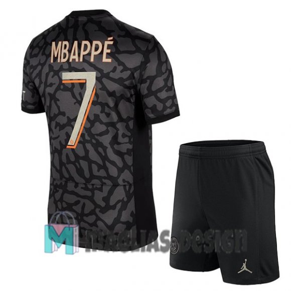 Maglie Calcio Paris PSG (Mbappé 7) Bambino Terza Nero 2023-2024 - €24.00